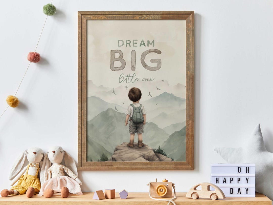Dream Big Little One Quote Print, Boy Nursery Quote Print, Nursery ...