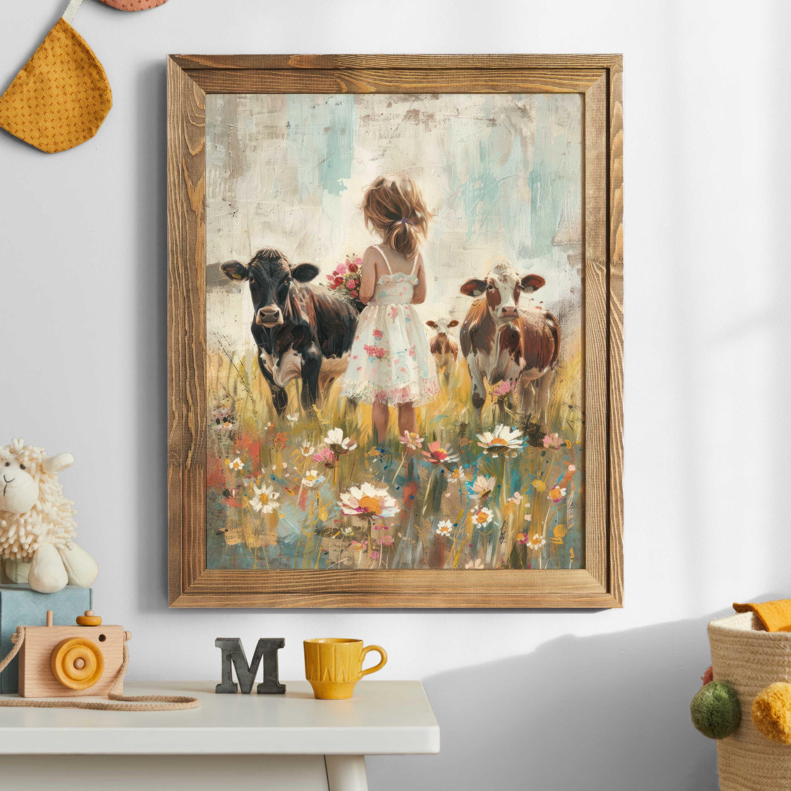 Cow Nursery Wall Decor, Farmhouse Girl Nursery Decor, Girl & Cow ...