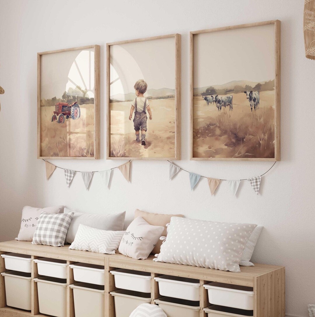 Little Boy on a Farm Print, Farmer Boy Nursery, Countryside Nursery Art ...