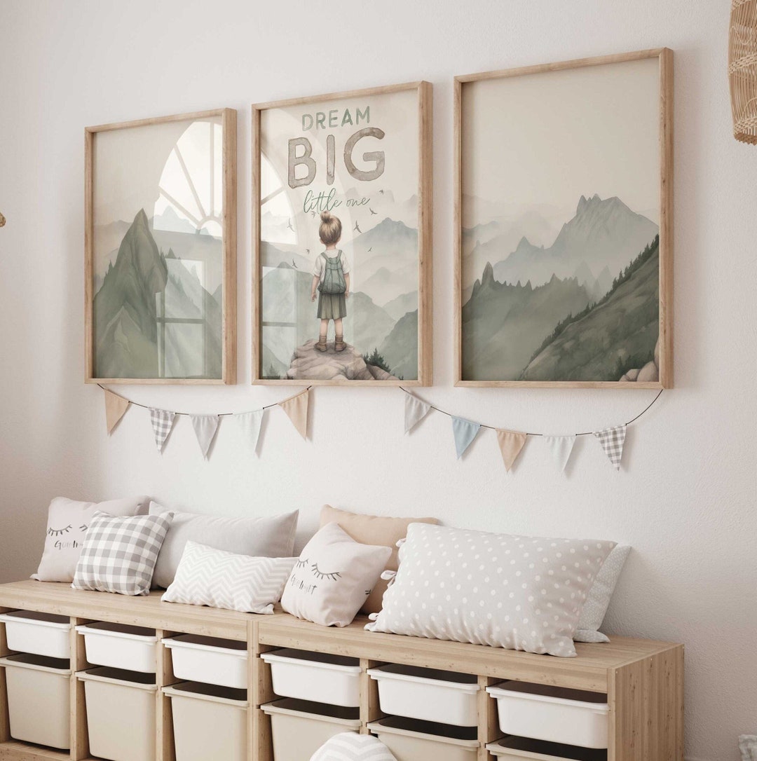 Dream Big Little One Print, Nursery Quote Wall Art, Girl Adventure Art ...