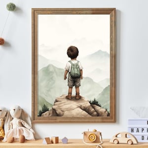 Adventure Boy Toddler Decor, Vintage Nursery Mountain Wall Art, Hiking ...