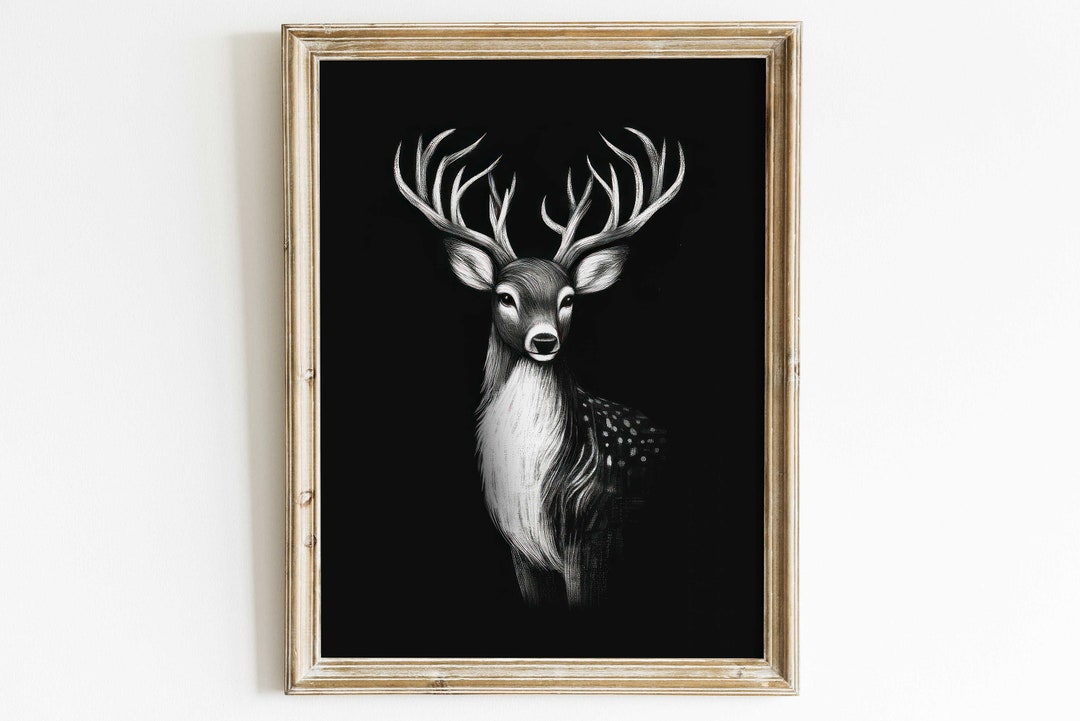 Deer Wall Art, Forest Animal Wall Art, Deer Hunting Art, Stag Art Print ...