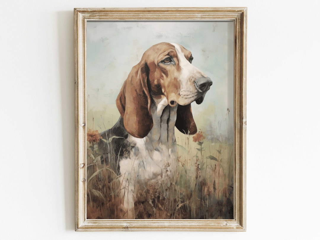 Vintage Dog Print, Basset Hound Wall Art, Gift for Basset Dog Lovers ...