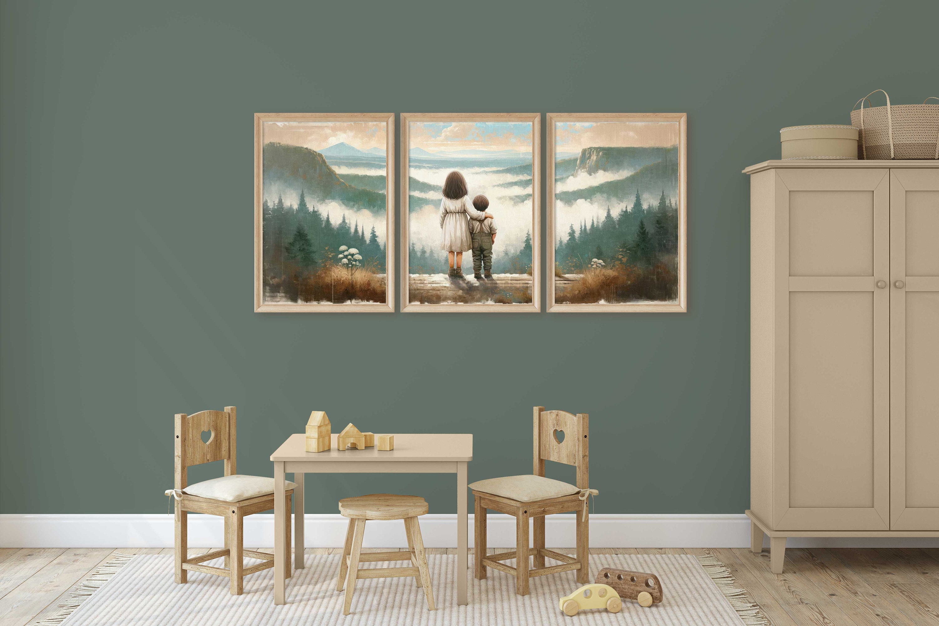 Brother & Sister Wall Art, Boy and Girl Print, Sibling Painting ...
