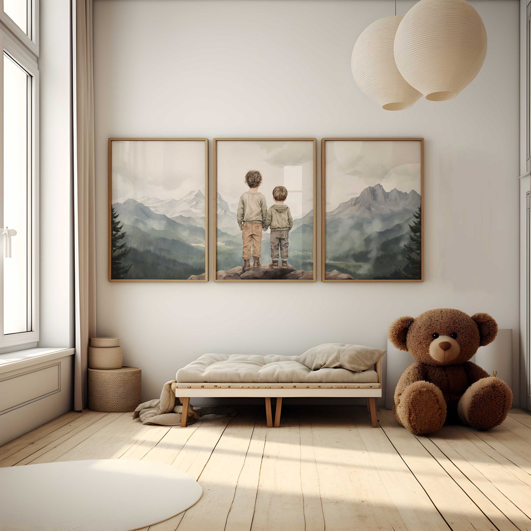 Brother Adventure Art, Set of 3 Triptych Prints, Brother Painting, Big ...
