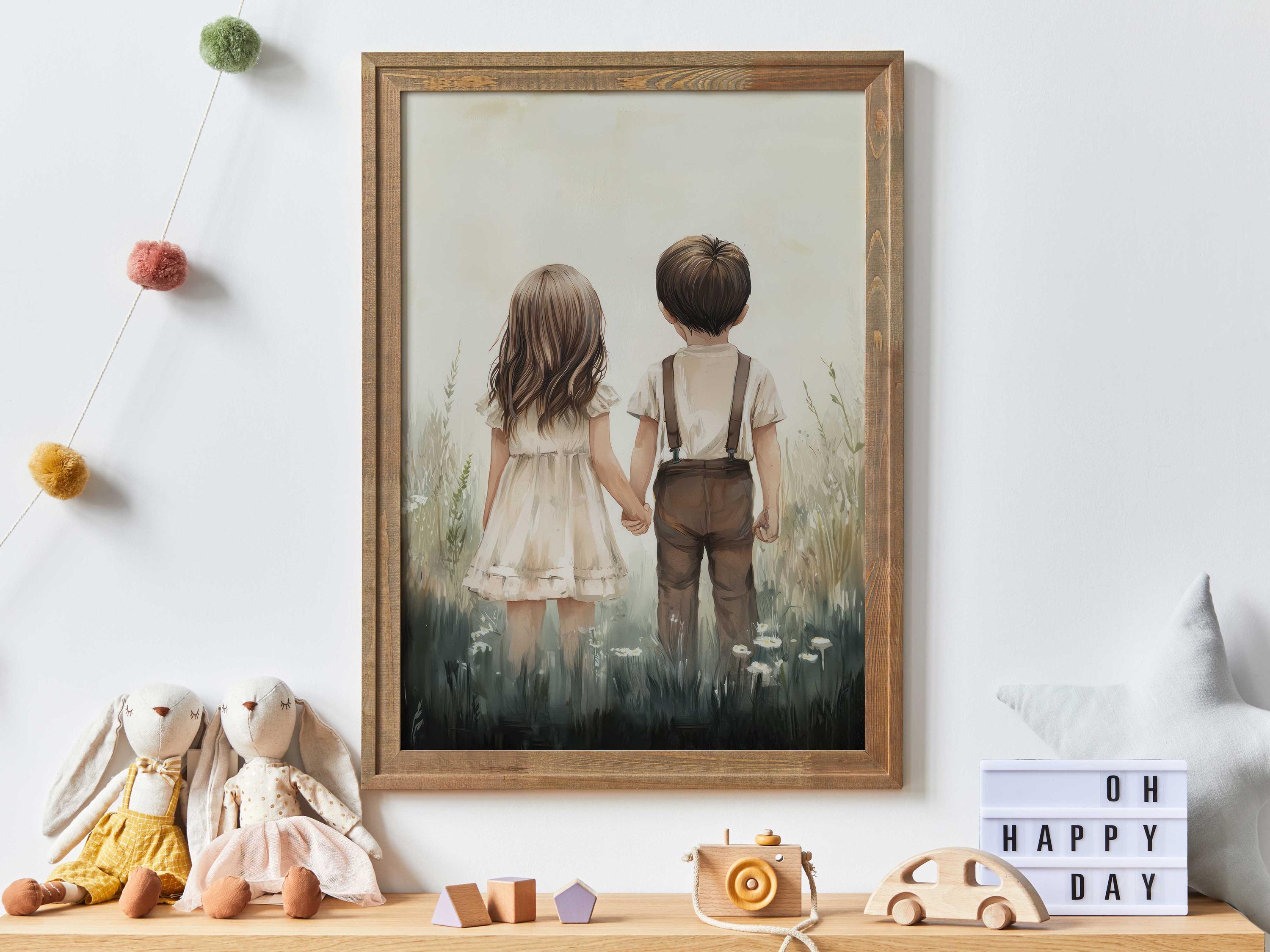 Sibling Print, Brother and Sister Art, Shared Sibling Bedroom, Sibling ...