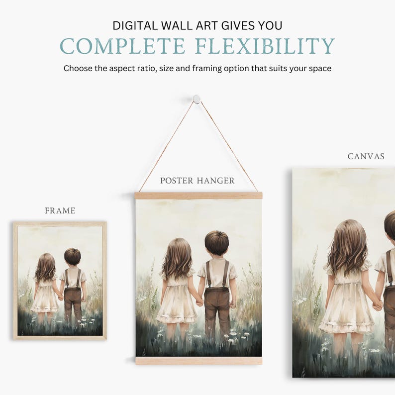 Sibling Print, Brother and Sister Art, Shared Sibling Bedroom, Sibling ...