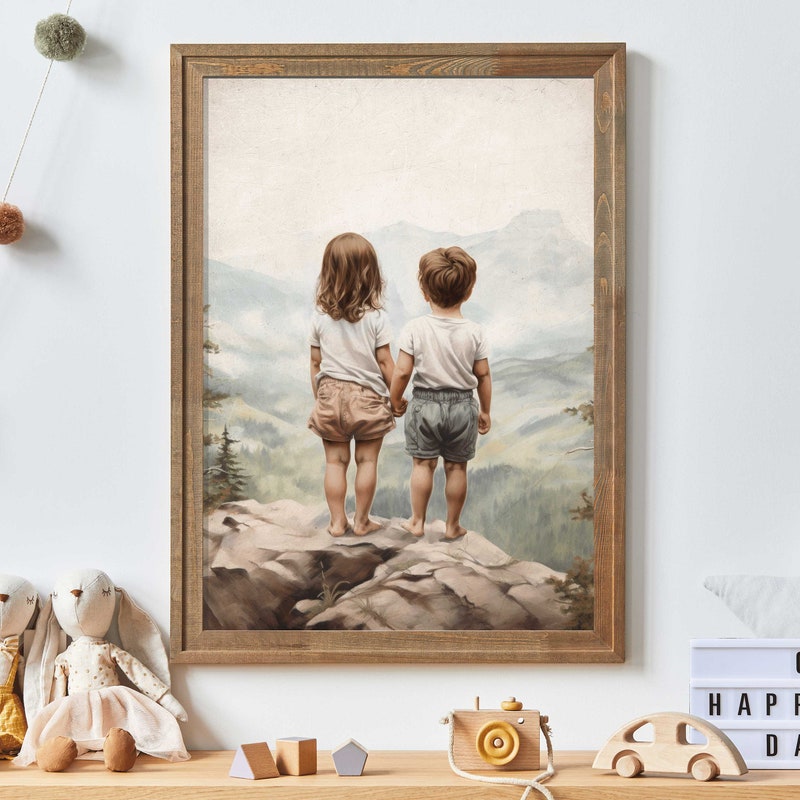 Brother and Sister Wall Art - Etsy