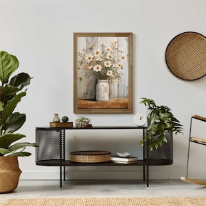 Rustic Floral Wall Art, Daisy Flower Print, Rustic Botanical Art ...