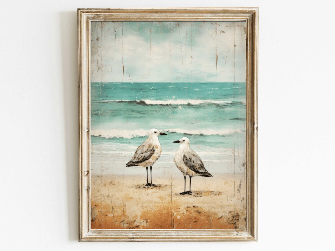 Sea Bird Wall Art, Seagull Print, Bird Art, Beach Painting, Sea ...