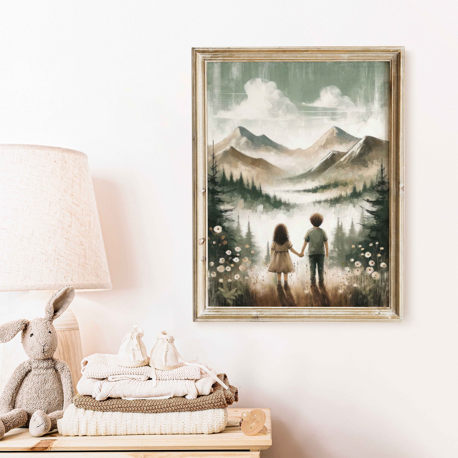 Adventurous Siblings Vintage Painting: Brother and Sister Art (digital ...