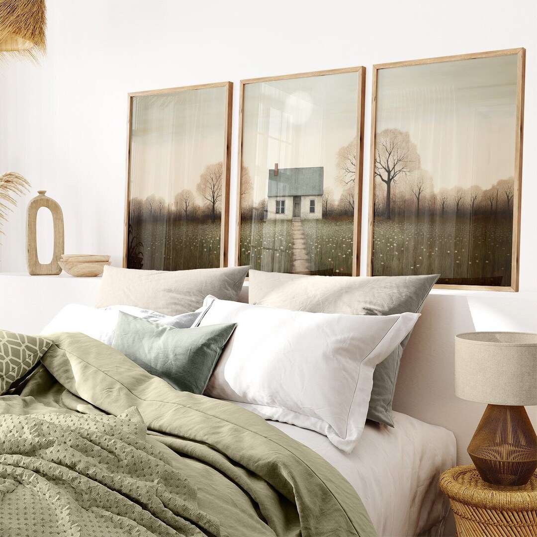 Country House Print, Countryside Wall Art, Rural Art Set of 3, Country ...