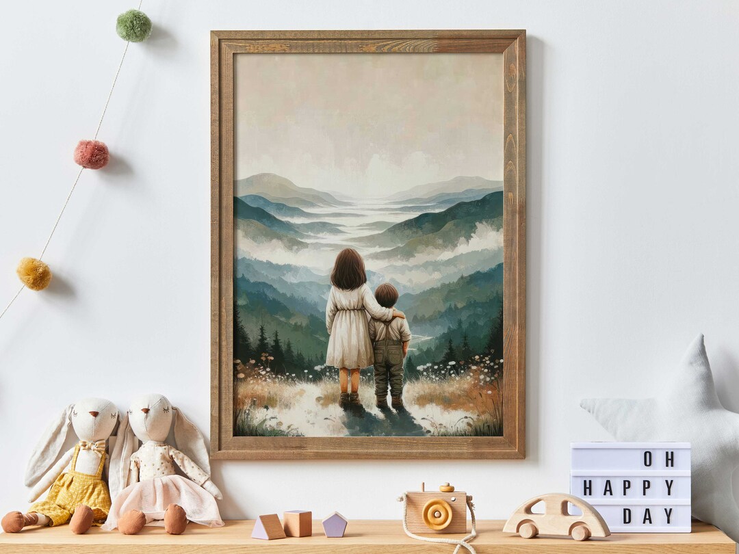 Brother & Sister Wall Art, Siblings Adventure Wall Art, Girl and Boy ...