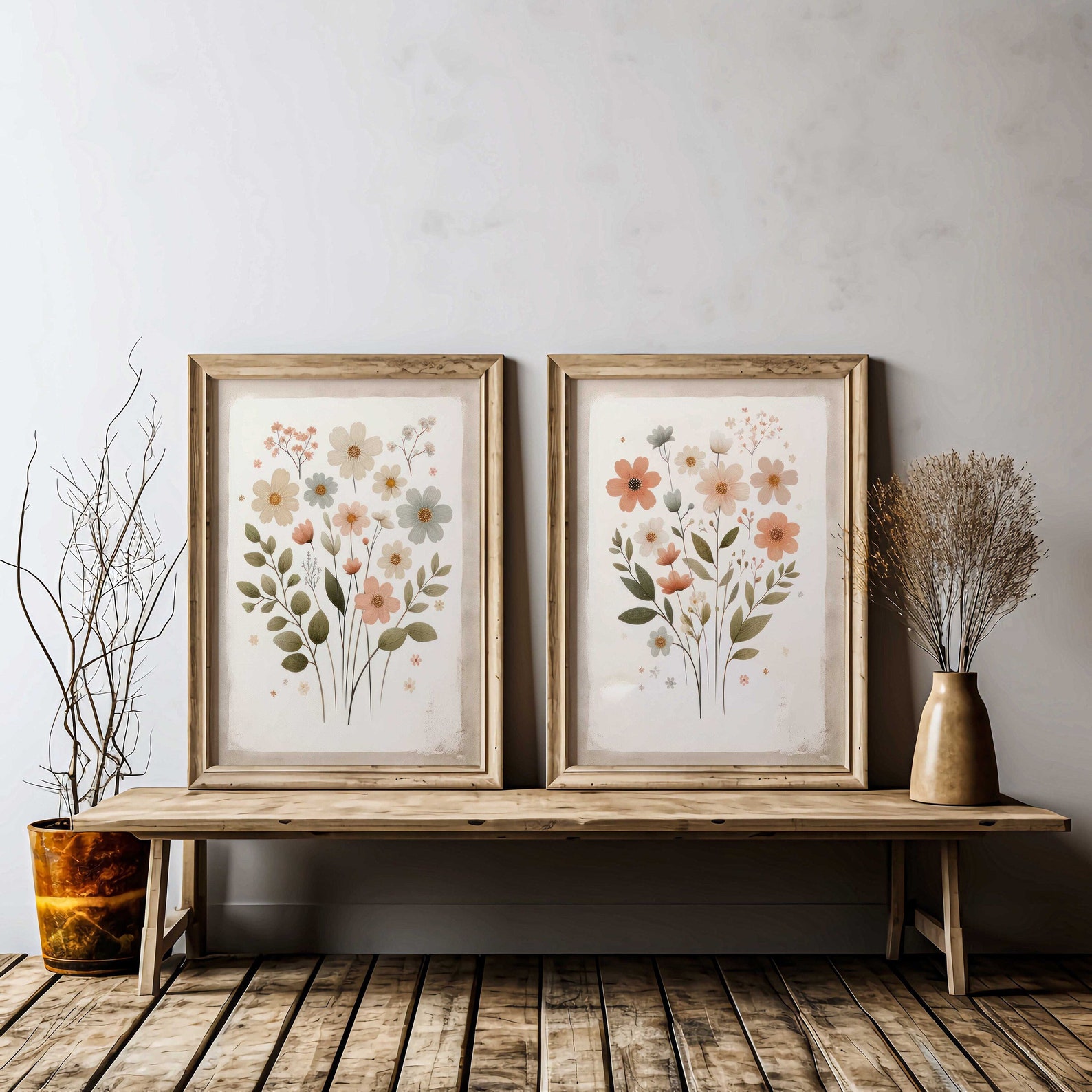 Wildflower Art Prints, Rustic Floral Decor, Vintage Floral Wall Art ...