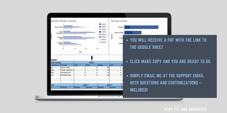 Spreadsheet Fitness Tracker, Google Sheets Template, Workout Tracker ...