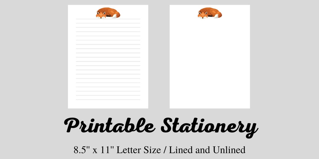 PRINTABLE Fox Stationery, Animal Stationery, Printable Stationery ...