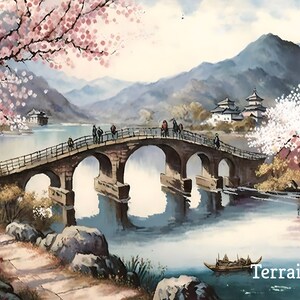 Sakura Bridge | Downloadable PRINTABLE Digital Art - Etsy
