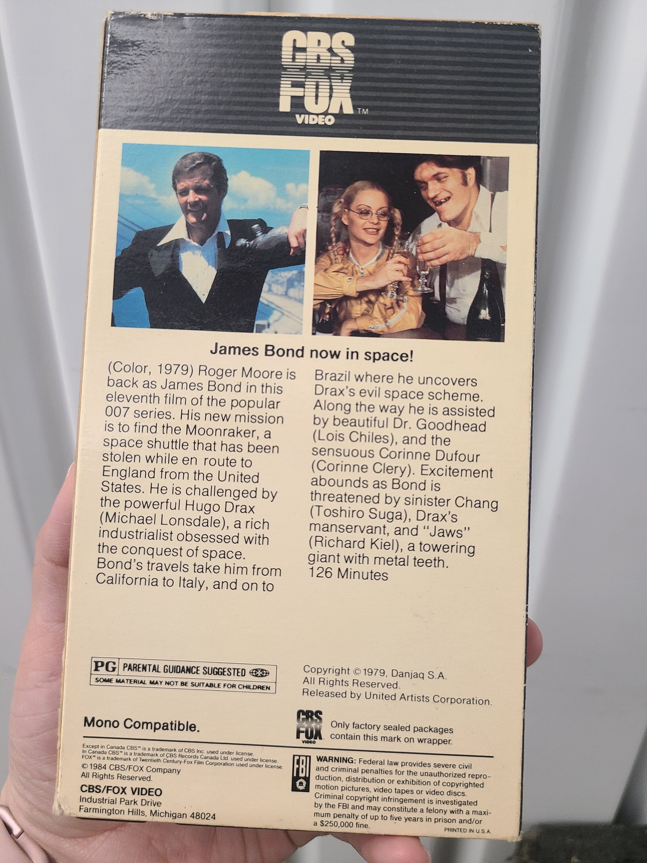Moonraker Vhs CBS Fox Roger Moore James Bond 007 - Etsy