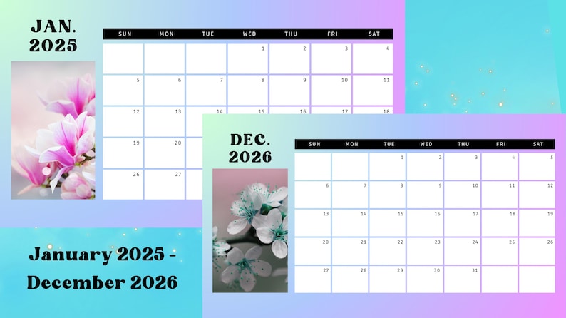 2025-2026 Calendar Bundle | Printable & Editable, Instant Download - Etsy