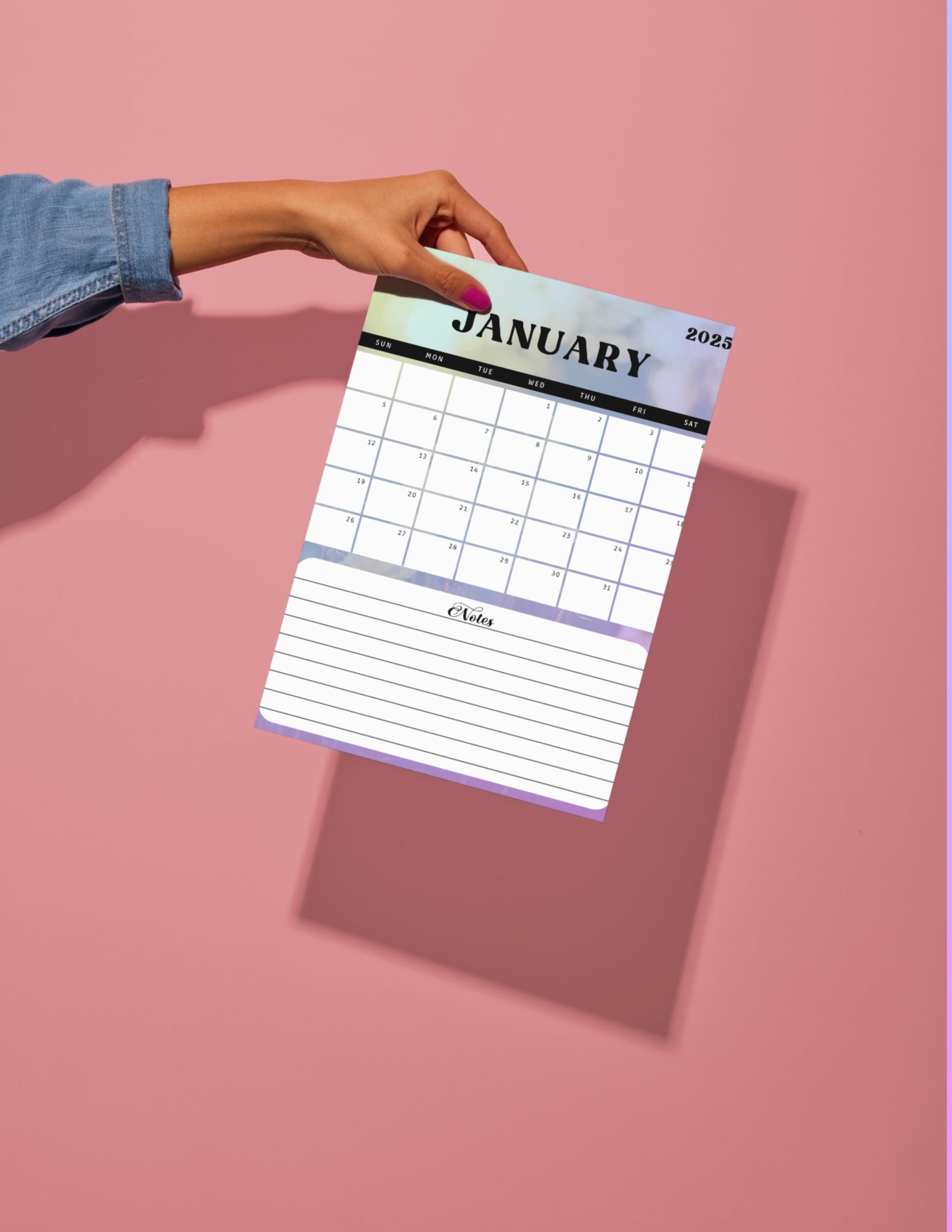 2025 Calendar Template, Sunday Start, Monthly Calendar, Printable PDF ...
