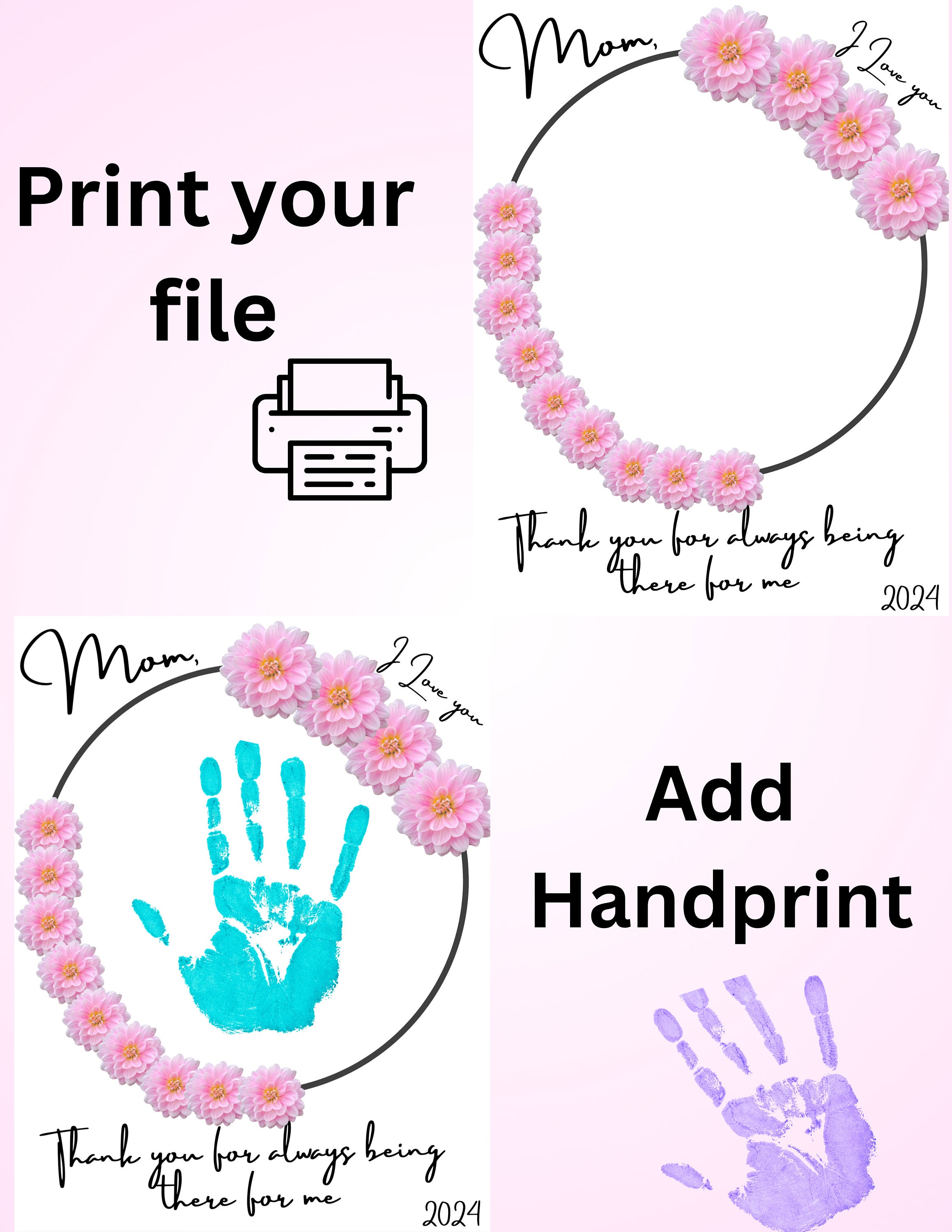 Handprint Art for Mom, Printable Handprint Gift for Mom, Gift From Kids ...