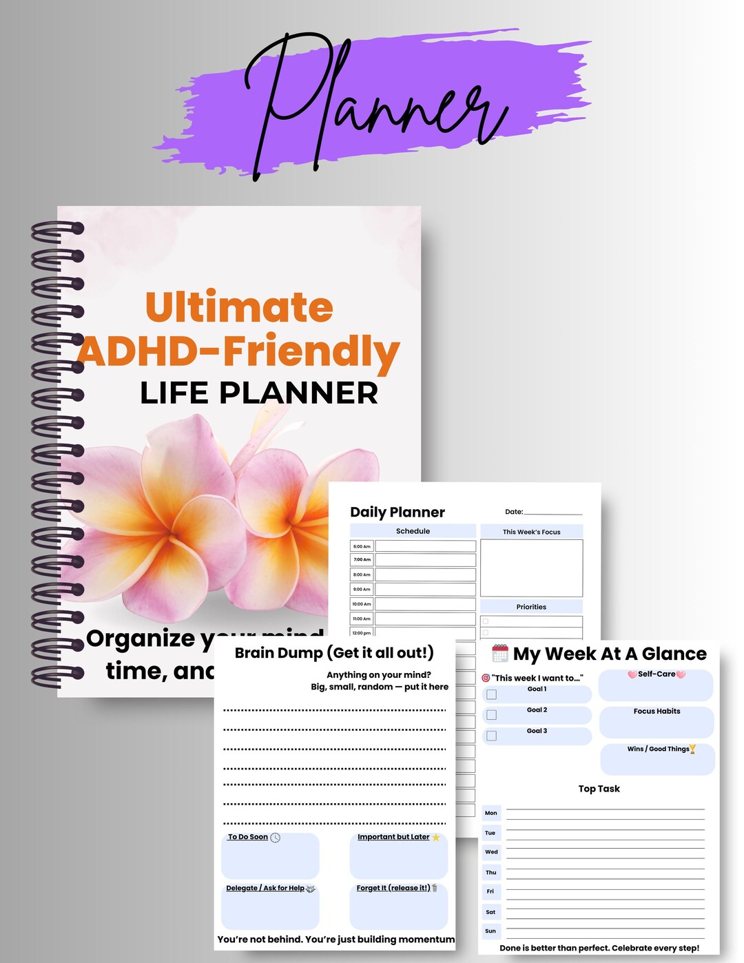 Ultimate ADHD Life Planner Template | Printable + Digital Bundle ...