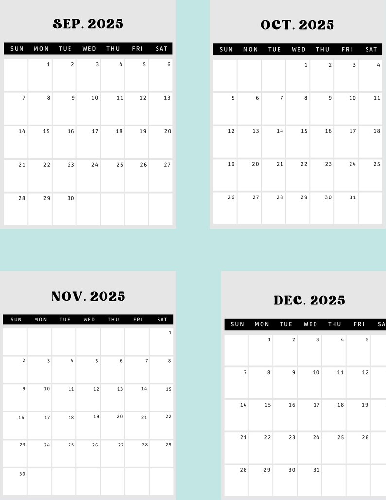 2025 Editable Calendar Printable Template, PDF, Monthly Calendar ...