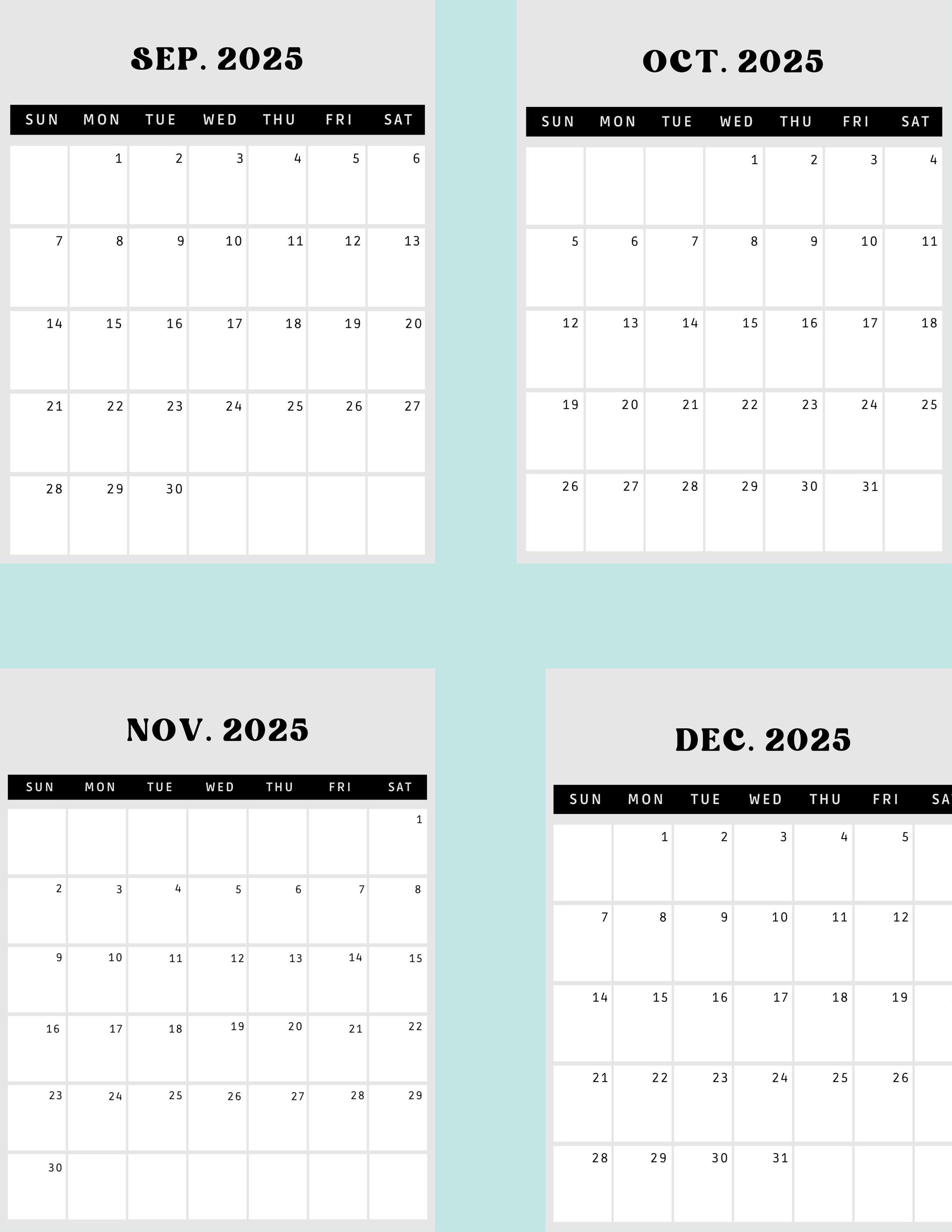 2025 Editable Calendar Printable Template, PDF, Monthly Calendar ...