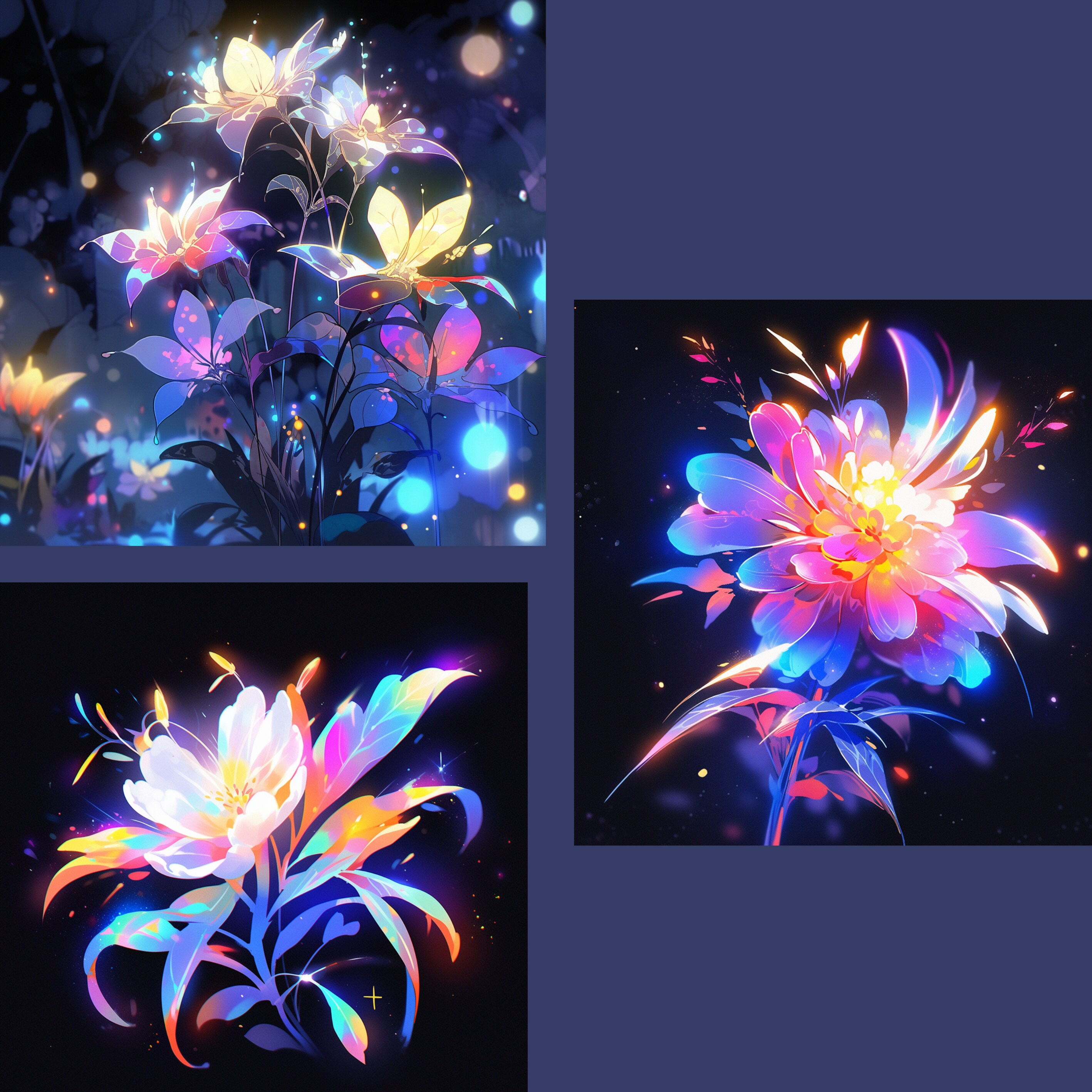 Abstract Floral Clipart, Neon Flowers, Commercial Use - Etsy