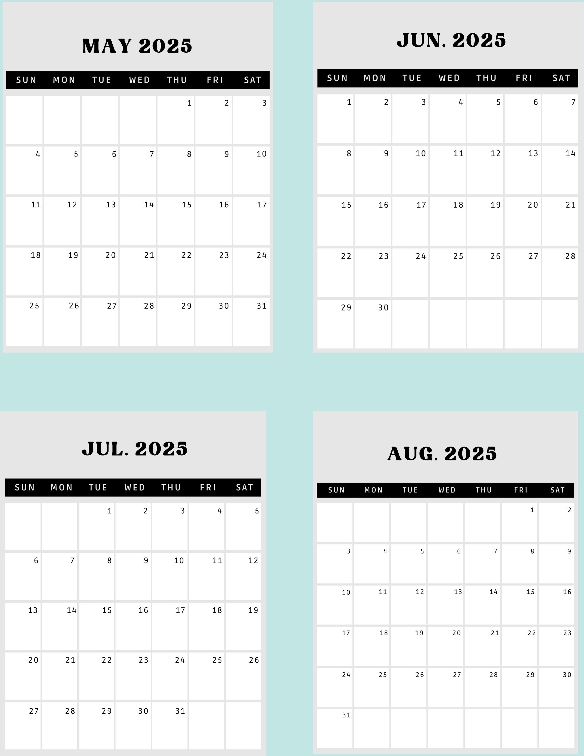 2025 Editable Calendar Printable Template, PDF, Monthly Calendar ...