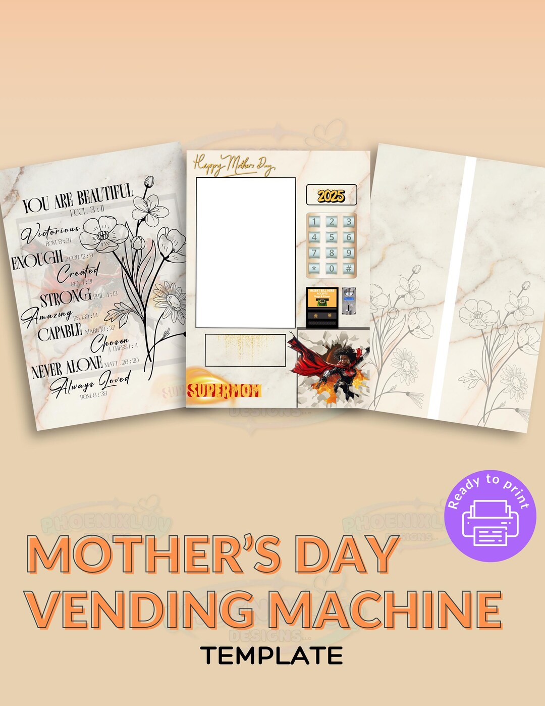 Supermom Vending Machine Template, Digital Download, Happy Mother's Day ...