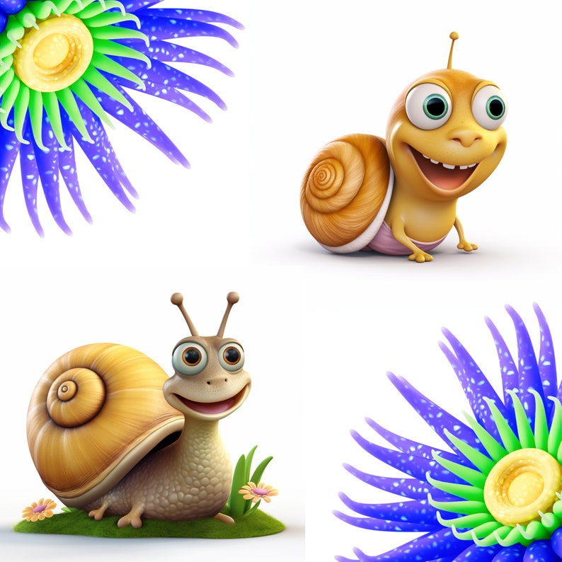 8 Cute Snail Clipart, PNG, Commercial Use - Etsy