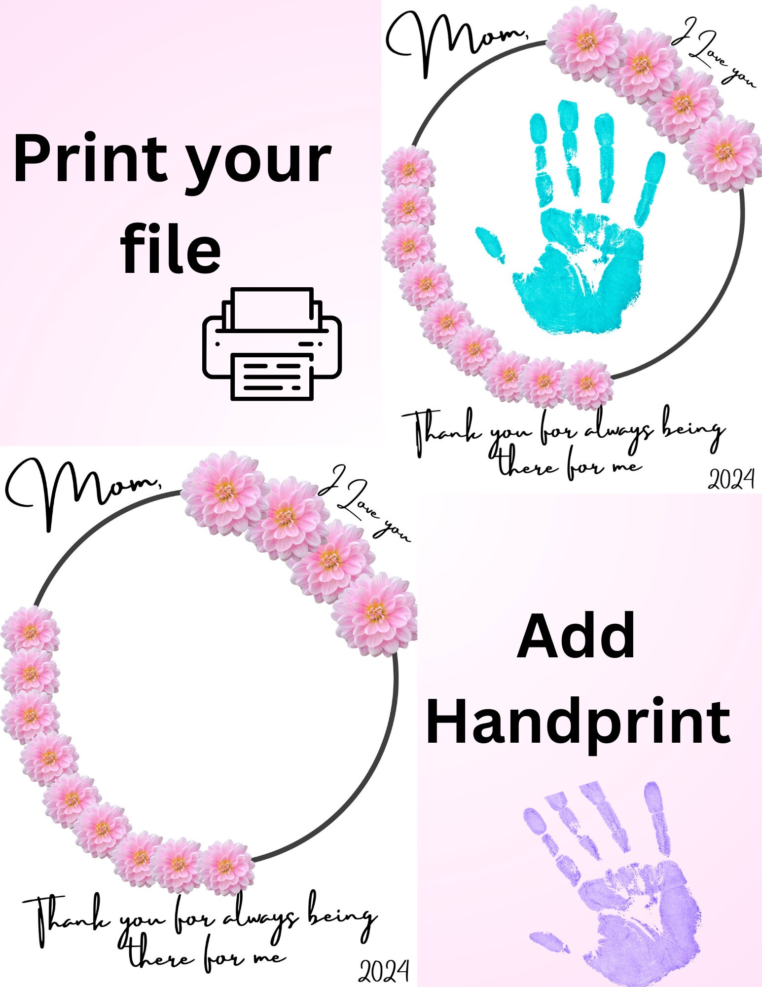 Handprint Art for Mom, Printable Handprint Gift for Mom, Gift From Kids ...