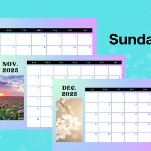 2025-2026 Calendar Bundle | Printable & Editable, Instant Download - Etsy