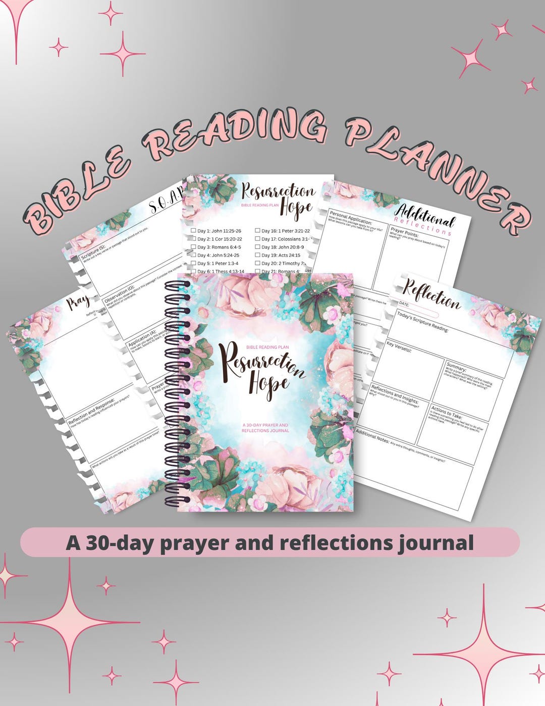 Prayer and Reflections Journal Template, Bible Reading Planner, A ...