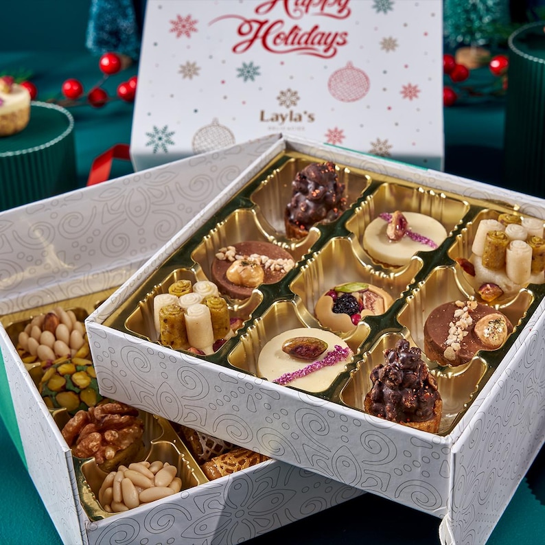 Happy Holidays Gift Box Luxury Packaging Gourmet Delights 23 Pieces - Etsy