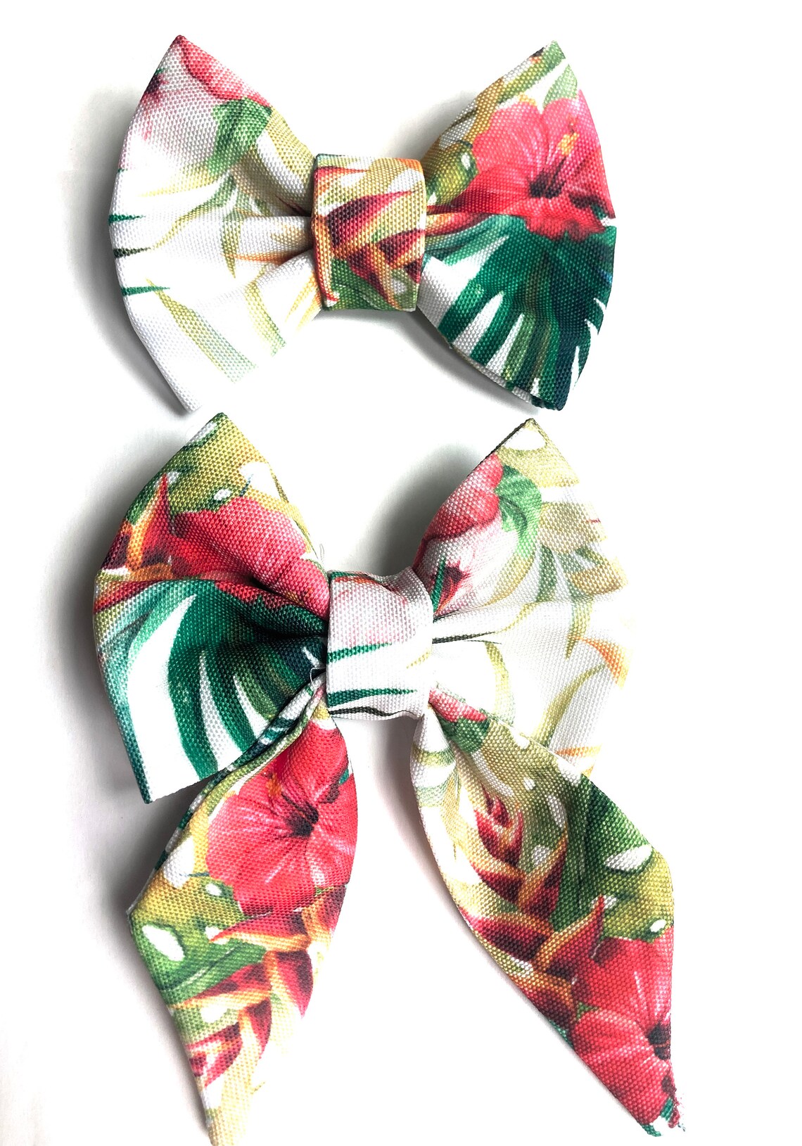 Tropical Hibiscus, Bird of Paradise Flower, Sailor Bow Tie Set, Dog Bow ...