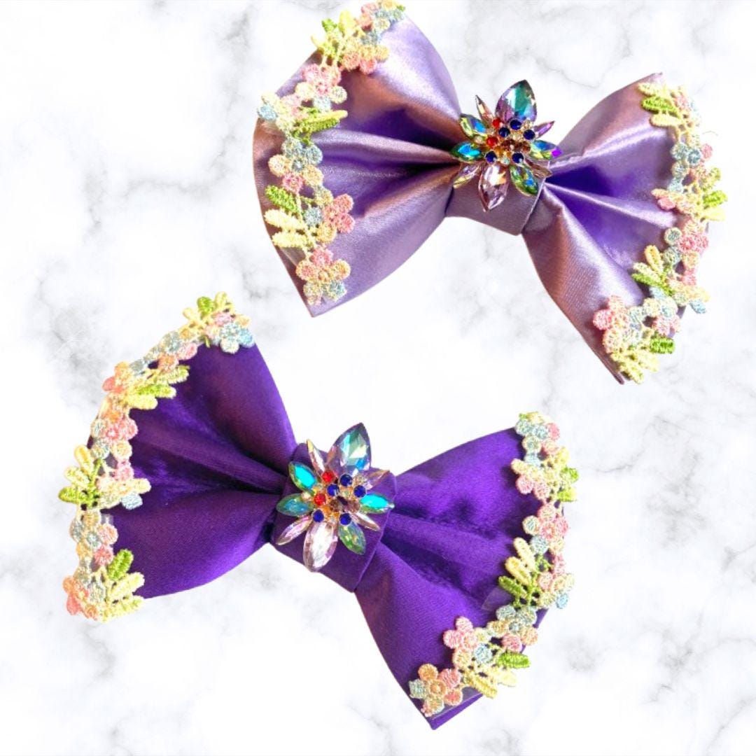 Lavender Luxe Sparkle Satin Bow, Rhinestone, Flower, Custom Made Dog ...