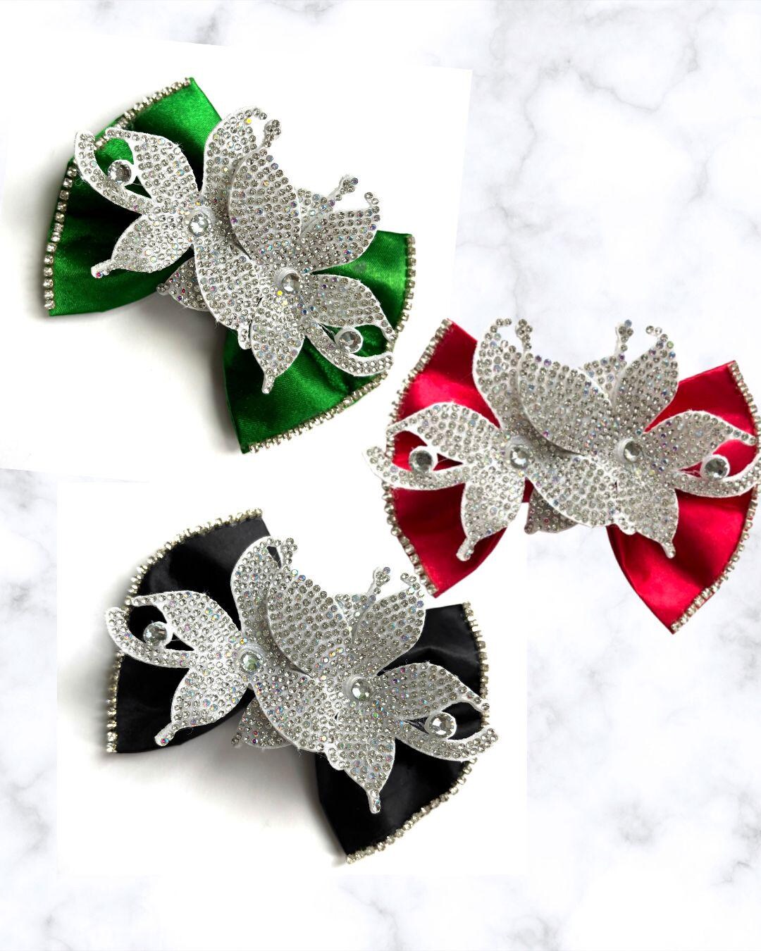 Rhinestone Holiday Elegance Bow, Flower Bling Collar Custom Made, Dog ...