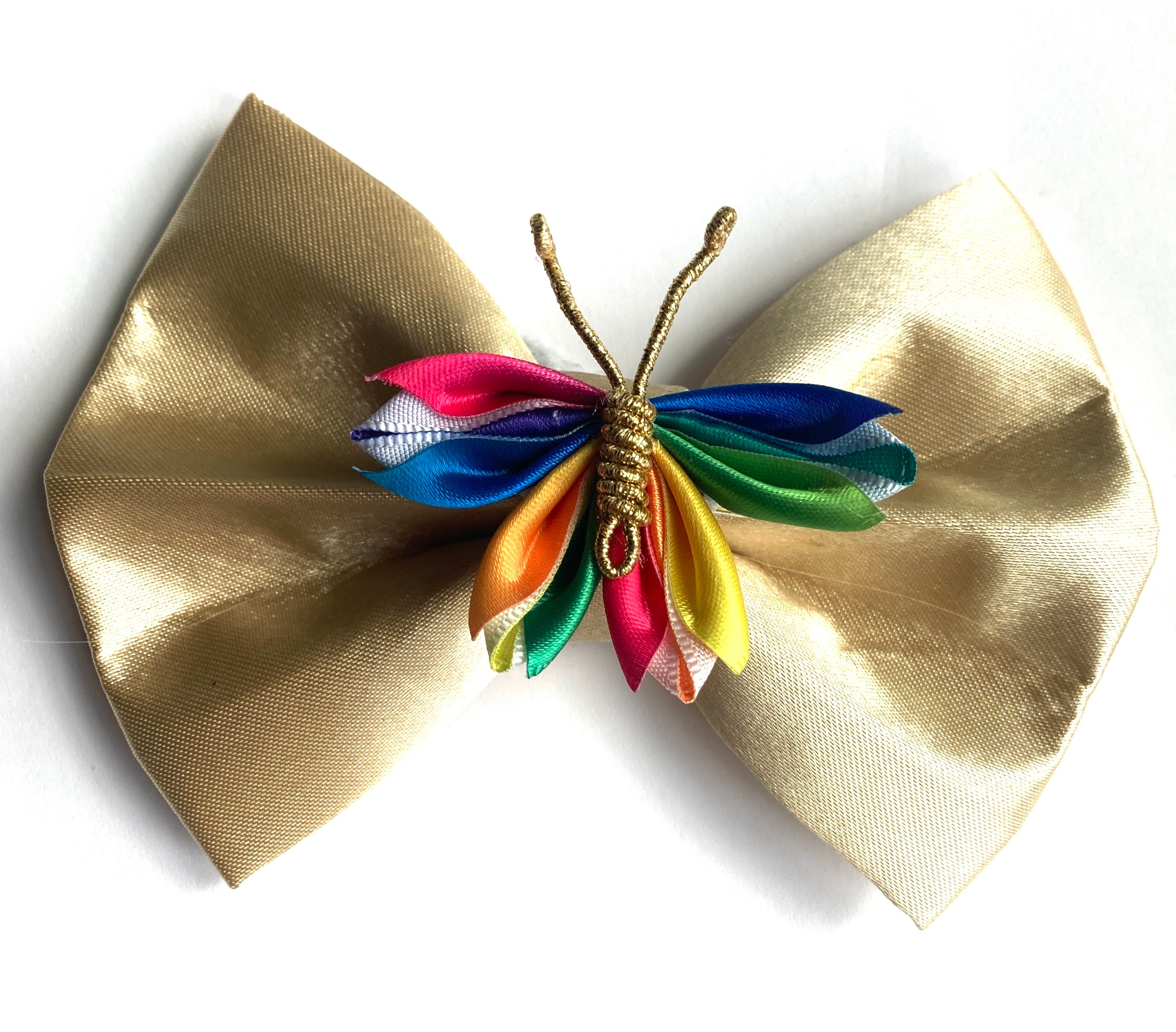 Golden Flutter Butterfly Bow, Custom Made Dog Bow, Bow Tie for Pet, Cat ...