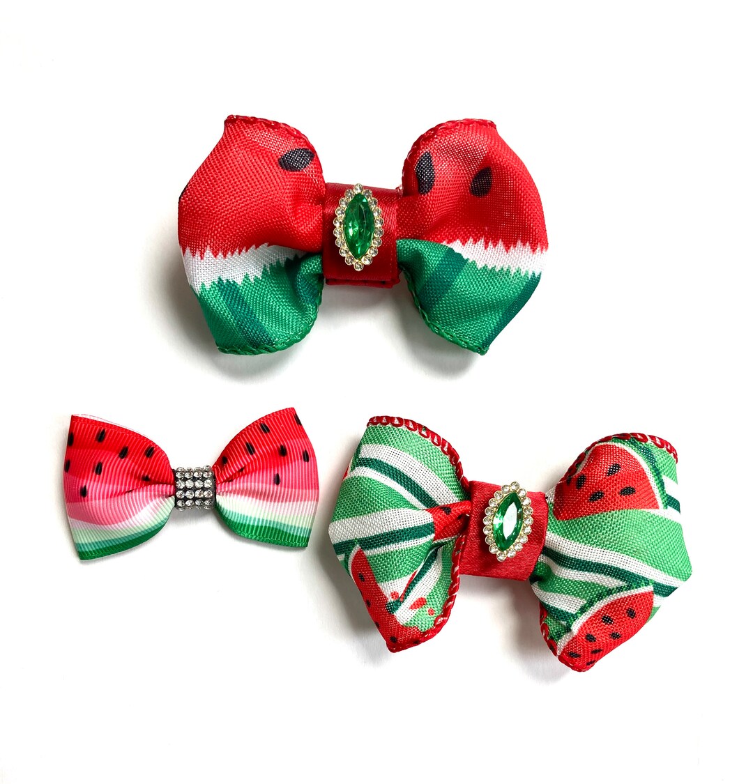 Summer Fun Watermelon Ribbon Hair Bow With Rhinestone, Girl Hairbows ...
