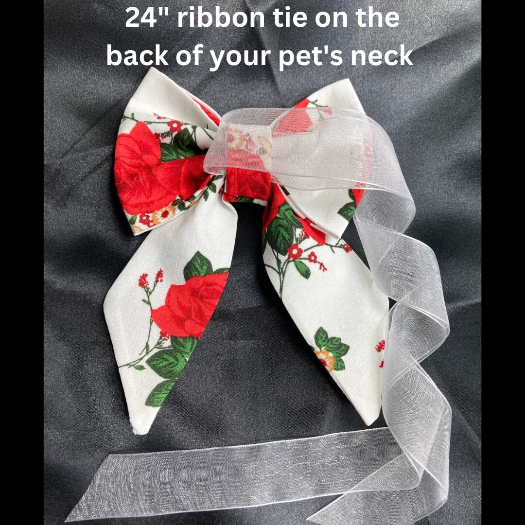 Poinsettia Cascade Sailor Bow Set, Dog Bow, Bow Tie for Dog & Cat, or ...