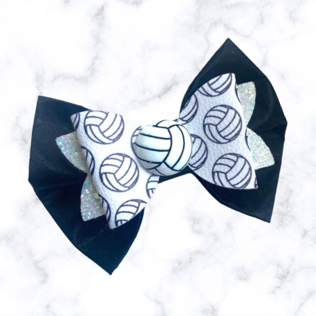Glitter Volleyball Black & White Bow, Sport Custom Made Dog Bow, Cat ...
