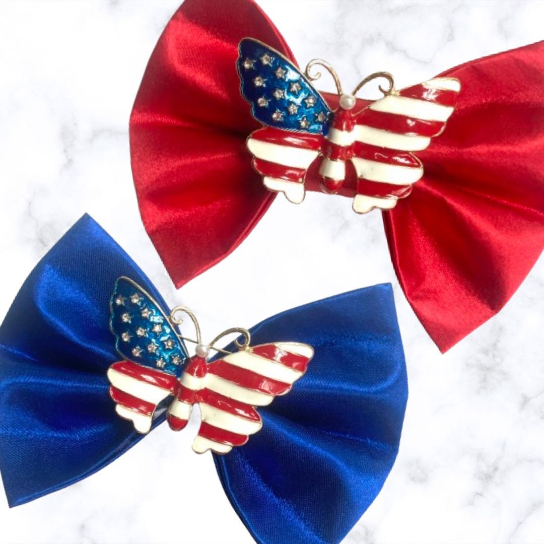 Patriotic Freedom Butterfly Bow, Memorial Day, July 4th, Custom Made ...