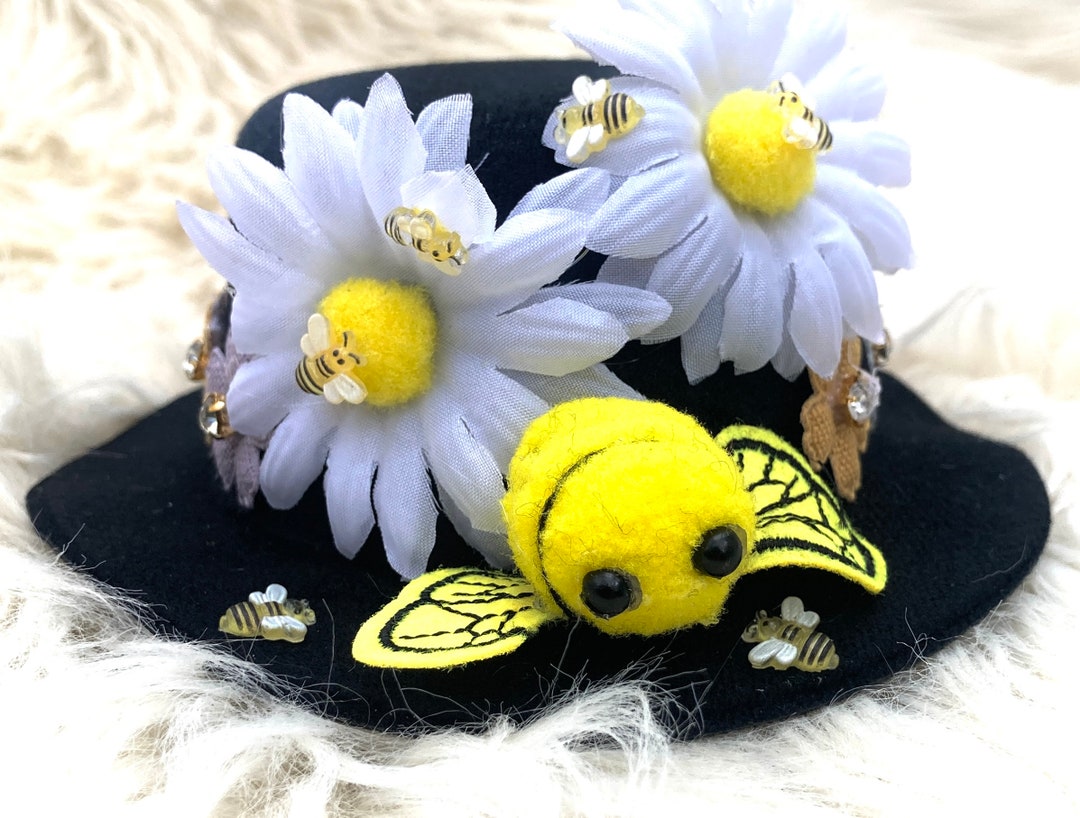 Two Looks in One,buzzing Bee Blossom Hat, Rhinestone Flowers, Headwear ...