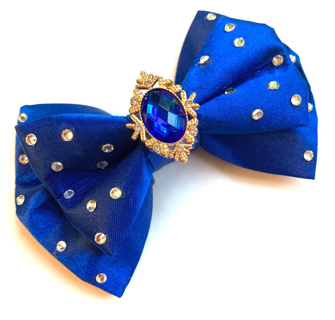 Royal Blue Bliss Double Satin Bow, Rhinestone Bow, Custom Made Dog Bow ...
