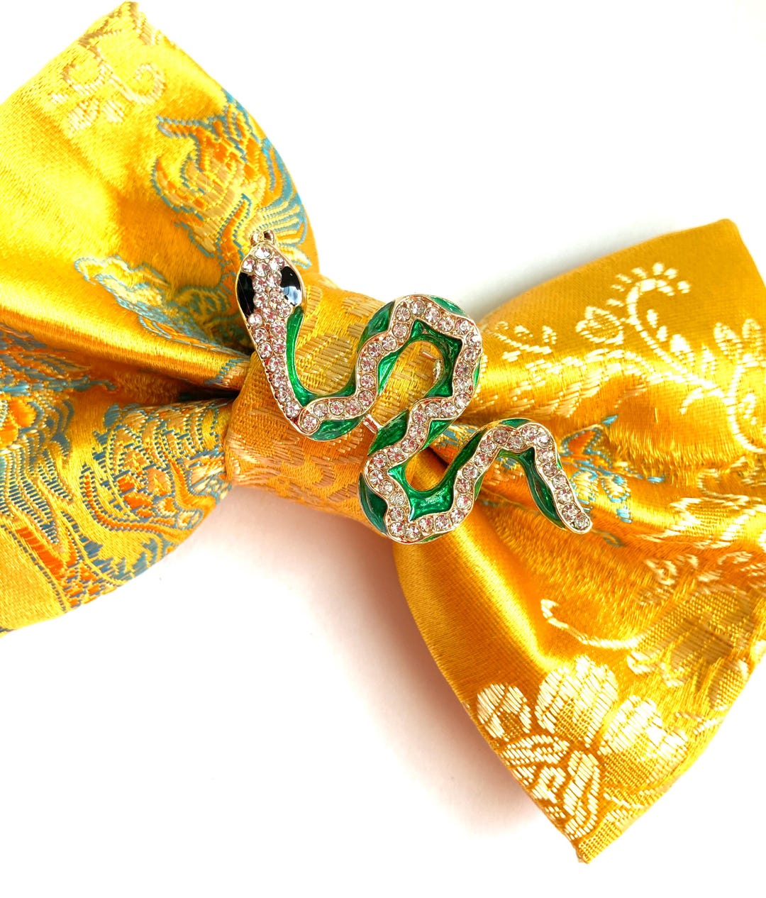 Radiant Golden Brocade Rhinestone Dragon Bow, Lunar New Year, Dog Bow ...