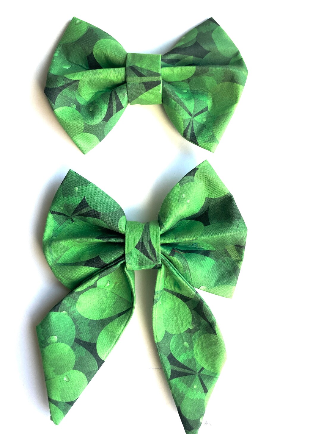 Lucky Clover Shamrock Green Sailor Bow Set for St. Patrick's Day, Dog ...