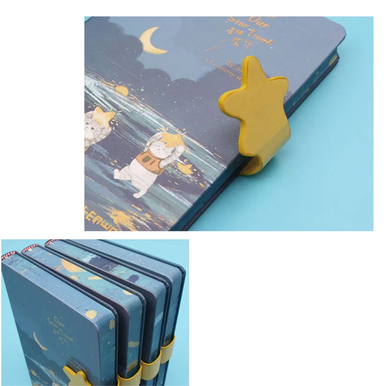 A5 Hardcover Starry Sky Night Cute Cat Notebook Colorful Inner Pages ...