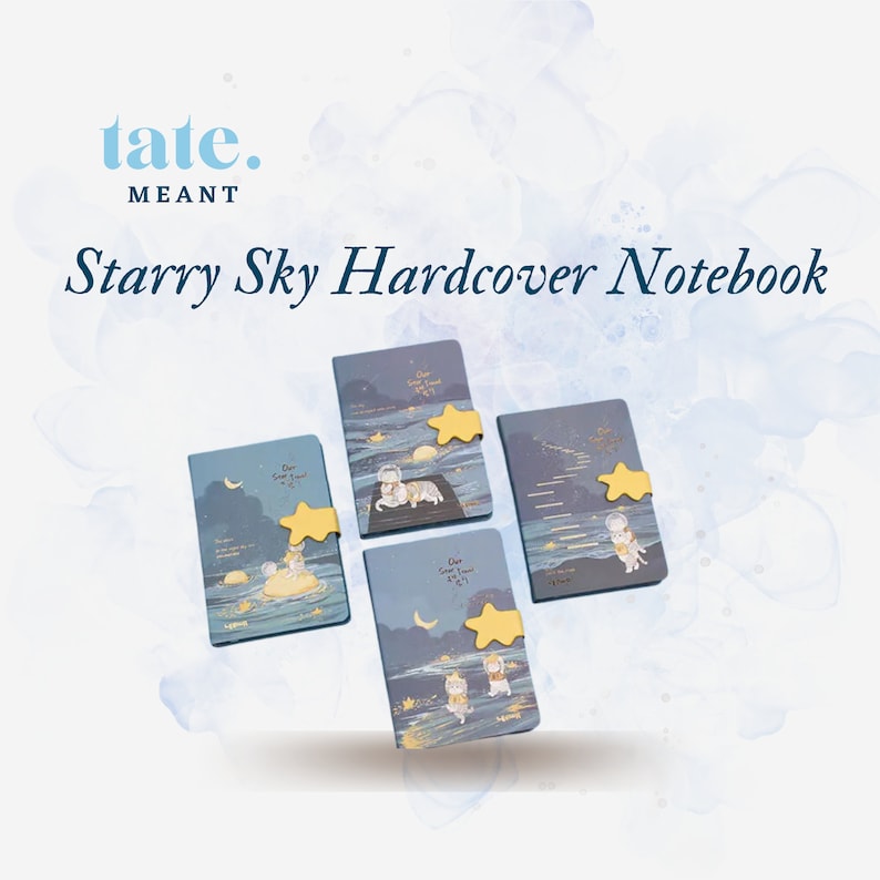 A5 Hardcover Starry Sky Night Cute Cat Notebook Colorful Inner Pages ...